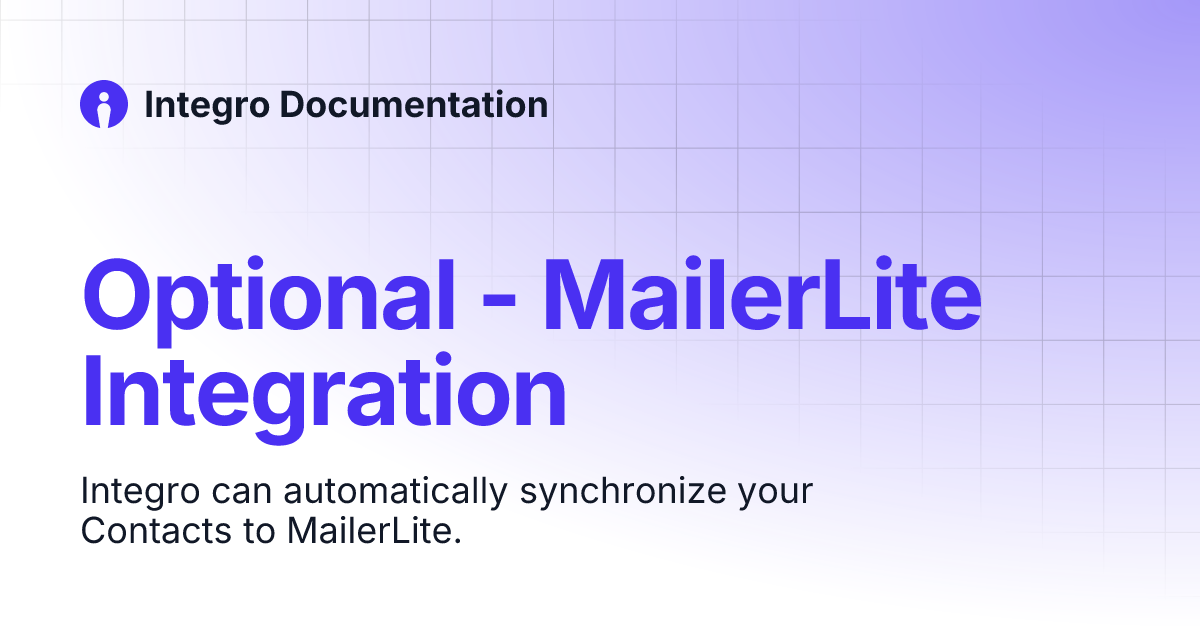 Optional - MailerLite Integration | Integro Documentation